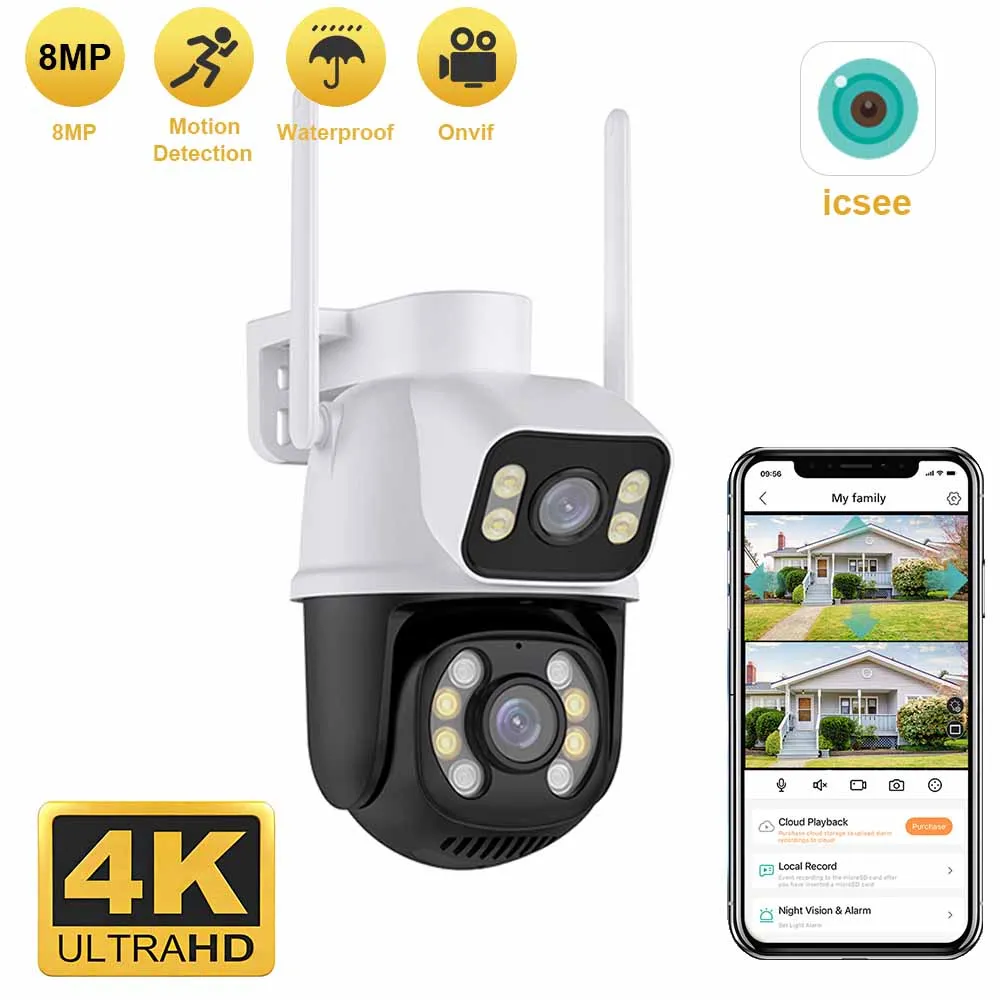 4K-8MP-Dual-Lens-Dual-Screen-IP-Camera-Wifi-Waterproof-Color-IR-Night ...