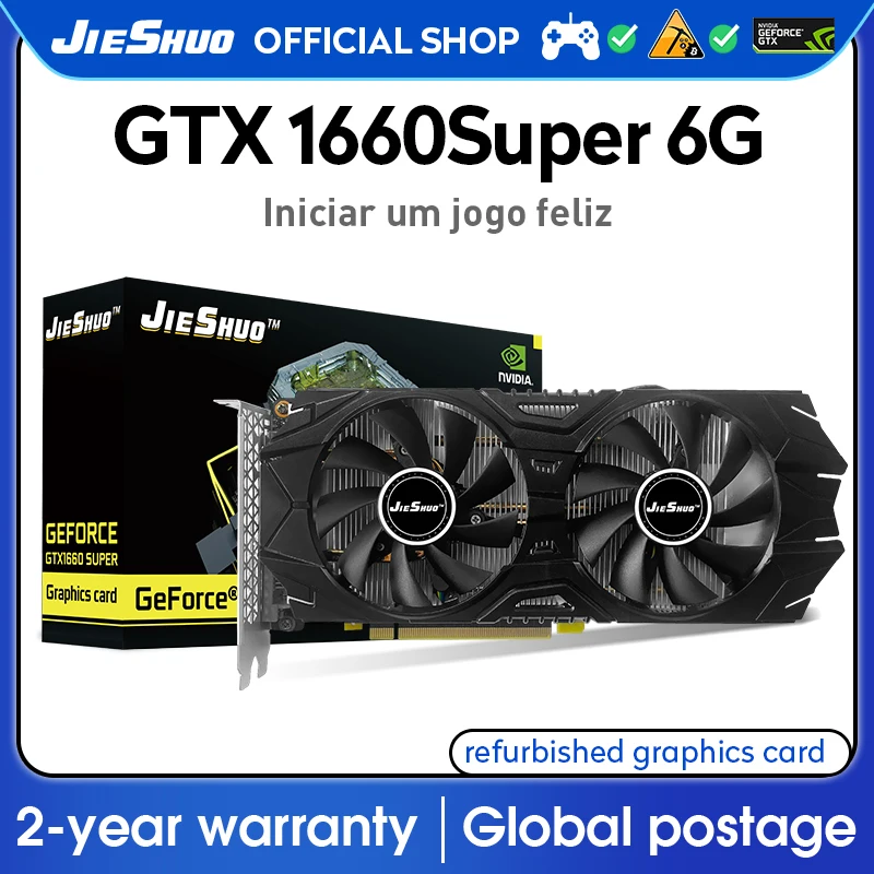 JIESHUO GTX1660 슈퍼 6gb 게임 그래픽 카드 nvidia gtx 1660 슈퍼 6gb 비디오, gtx1660S ...