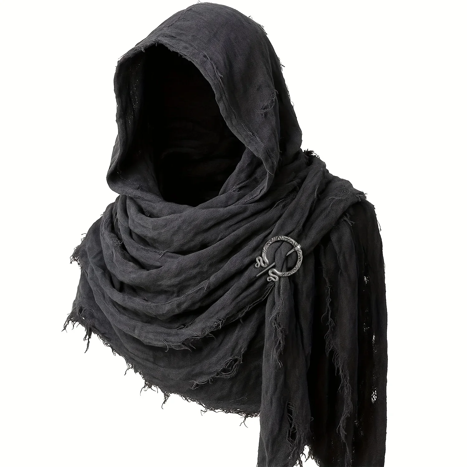 Medieval Renaissance Cloak Cape with Viking Brooch - Hooded Shawl Scarf ...