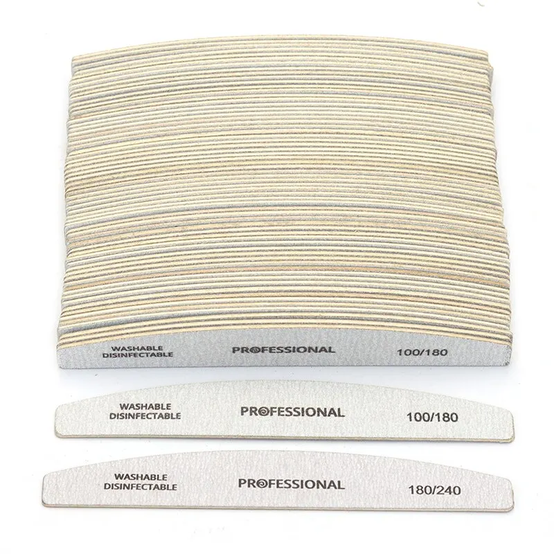 50pcs-Wooden-Sandpaper-Nail-File-100-180-Professional-Manicure-Buffer ...
