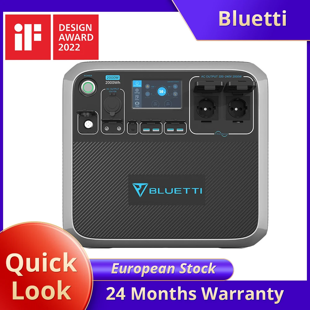 BLUETTI PowerOak AC200P Solar Portable Power Station 2000W 2000Wh Can ...