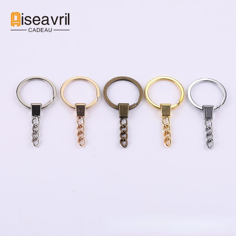 100pcs-Gold-Plated-Metal-Blank-Keyring-Keychain-Split-Ring-Keyfob-Key ...
