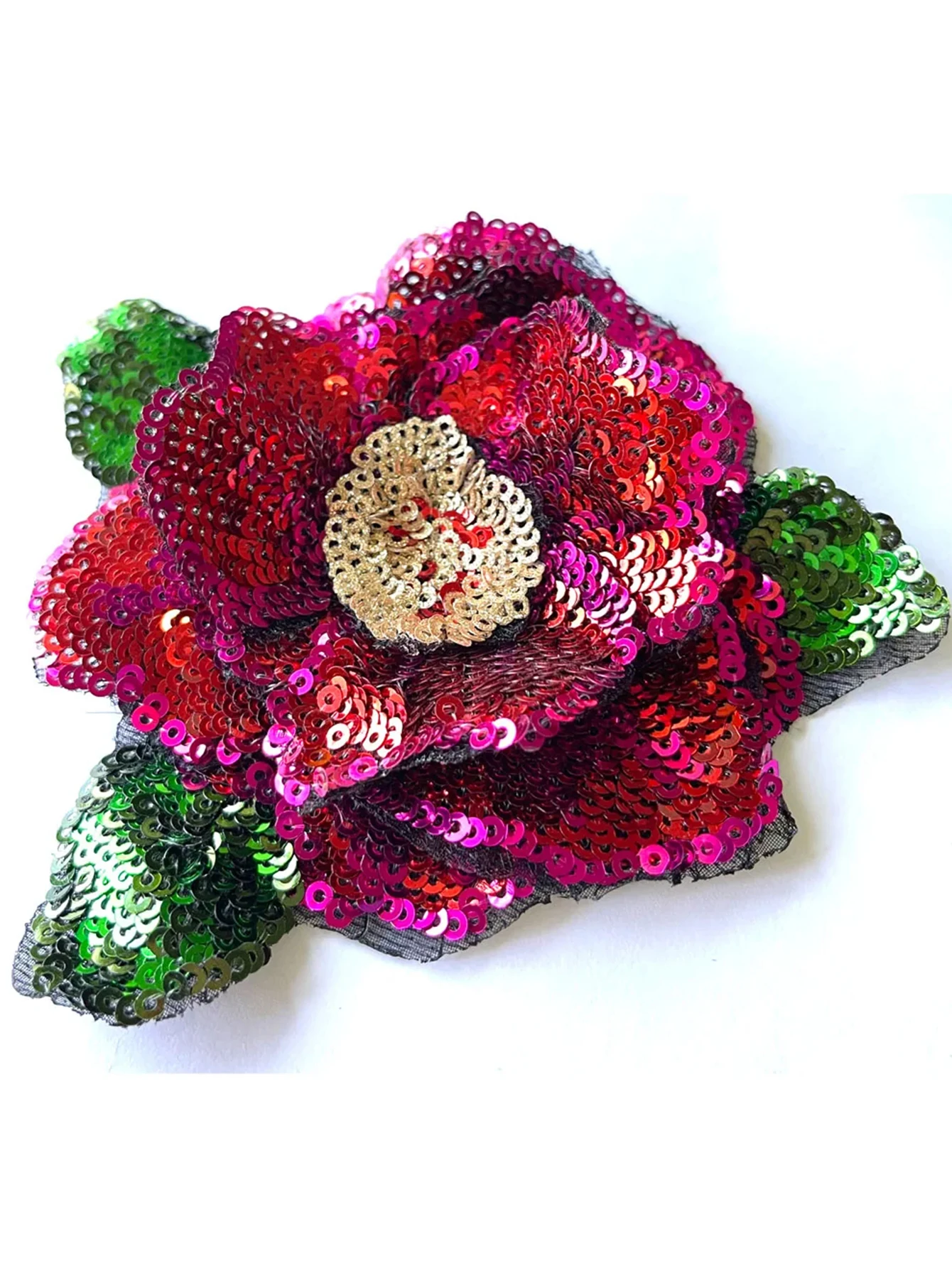 1 Piece 3D Type Rose Red Sequins Flower Patch Fashion Shining Sew On ...
