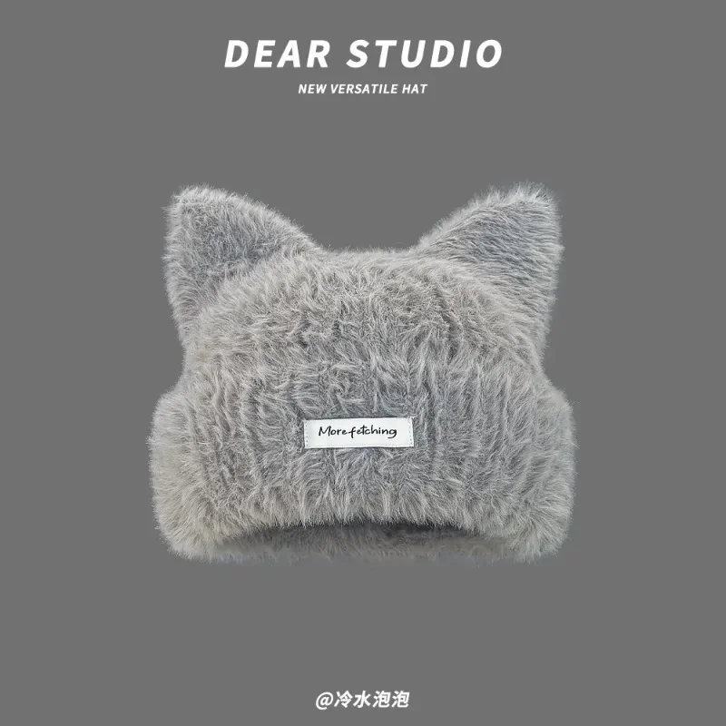 Japanese-Cute-Cat-Ears-Plush-Beanies-Cap-Y2K-Autumn-and-Winter-Casual ...
