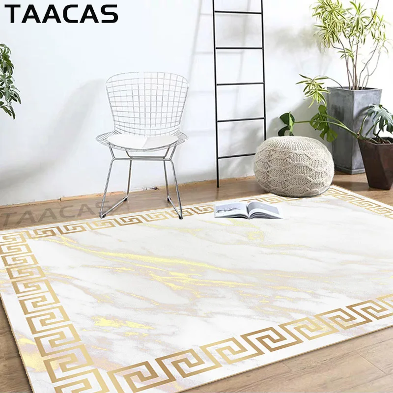 Carpet-For-Living-Room-Modern-Gold-White-Marble-Geometric-Pattern ...