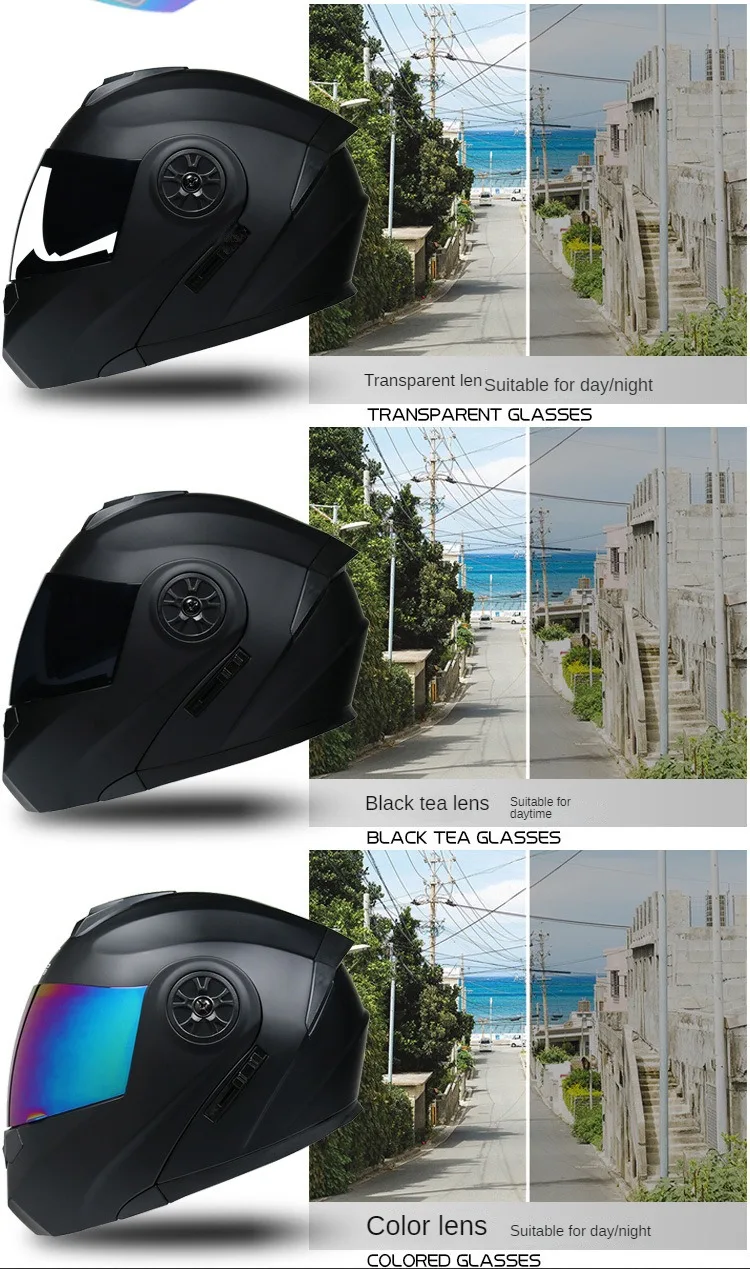 Casque de moto intégral à double lentille,casque Bluetooth,interphone ...