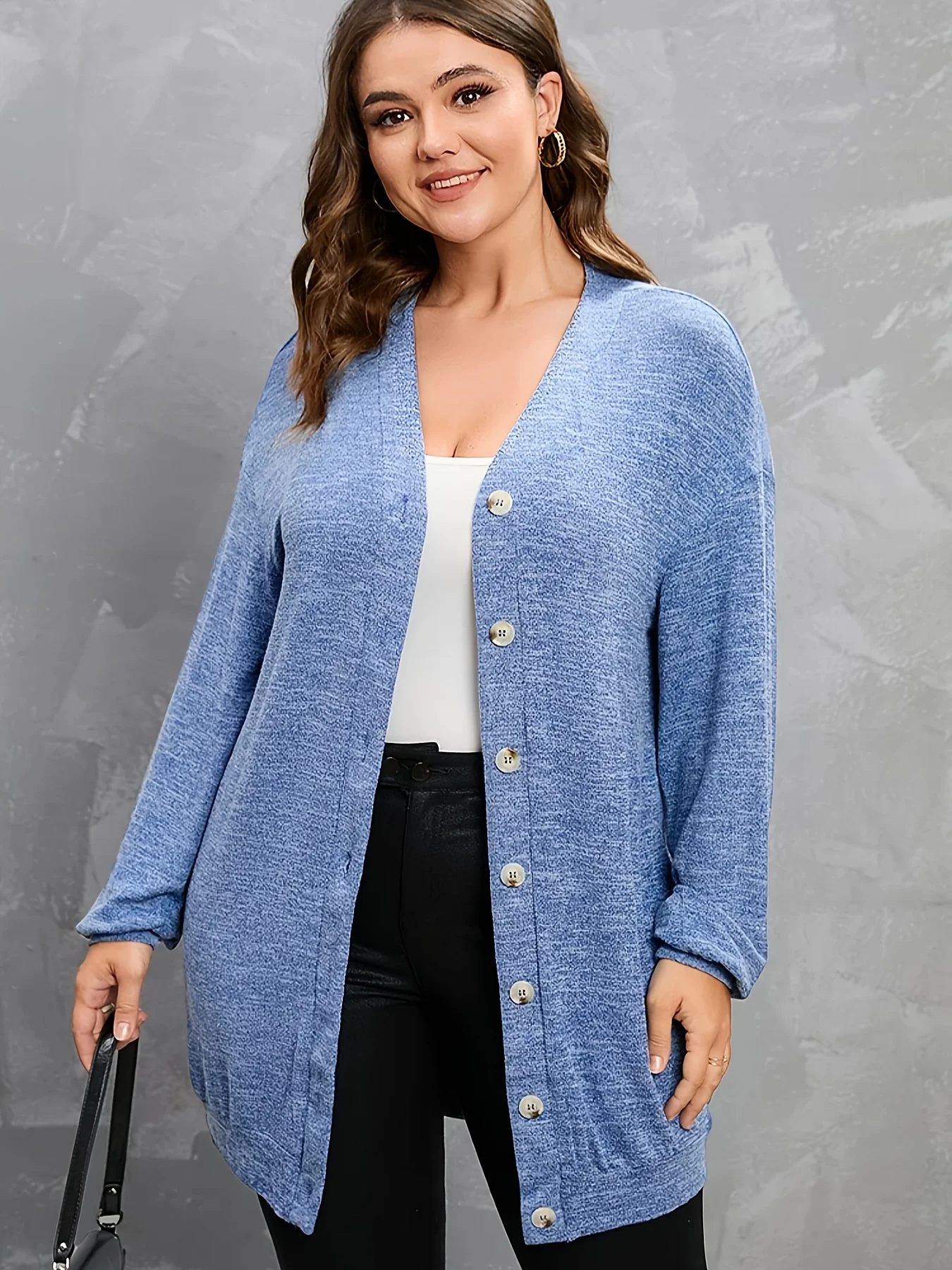 Plus-Size-Casual-Cardigan-Women-s-Plus-Heathered-Button-Up-Long-Sleeve ...