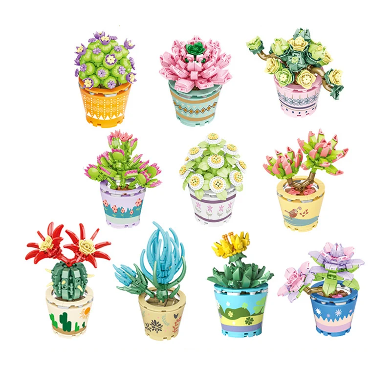 Creative-Mini-Block-Potted-Plants-MOC-Assemble-Building-Brick-Flower ...