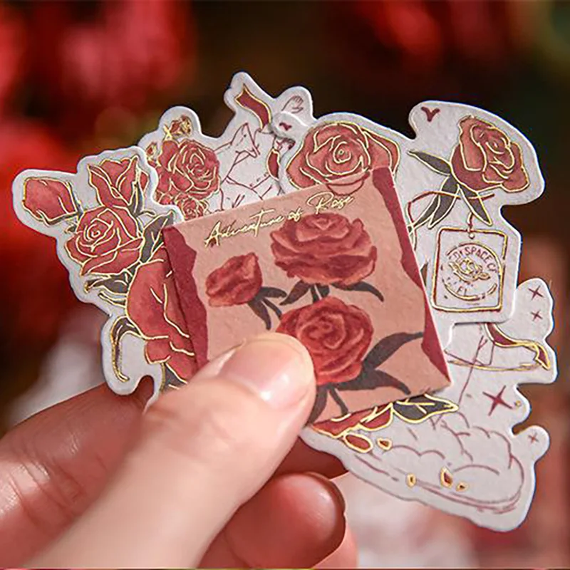4-Styles-30PCS-Rose-Metaphor-Series-Scrapbook-Stickers-Gold-Stamping ...