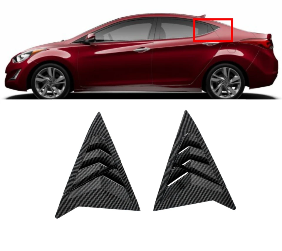 2PCS Car Triangle Window Louver Side Vent Trim ABS Carbon Fibre Rear ...