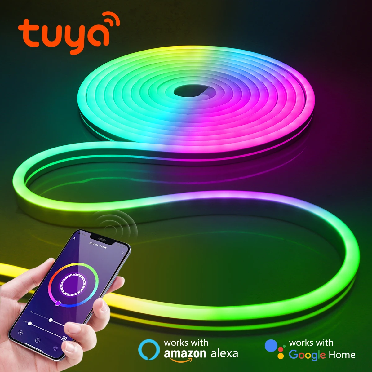 Tuya Smart Life 12V RGB Neon Light LED Strip Voice Control Neon Rope ...