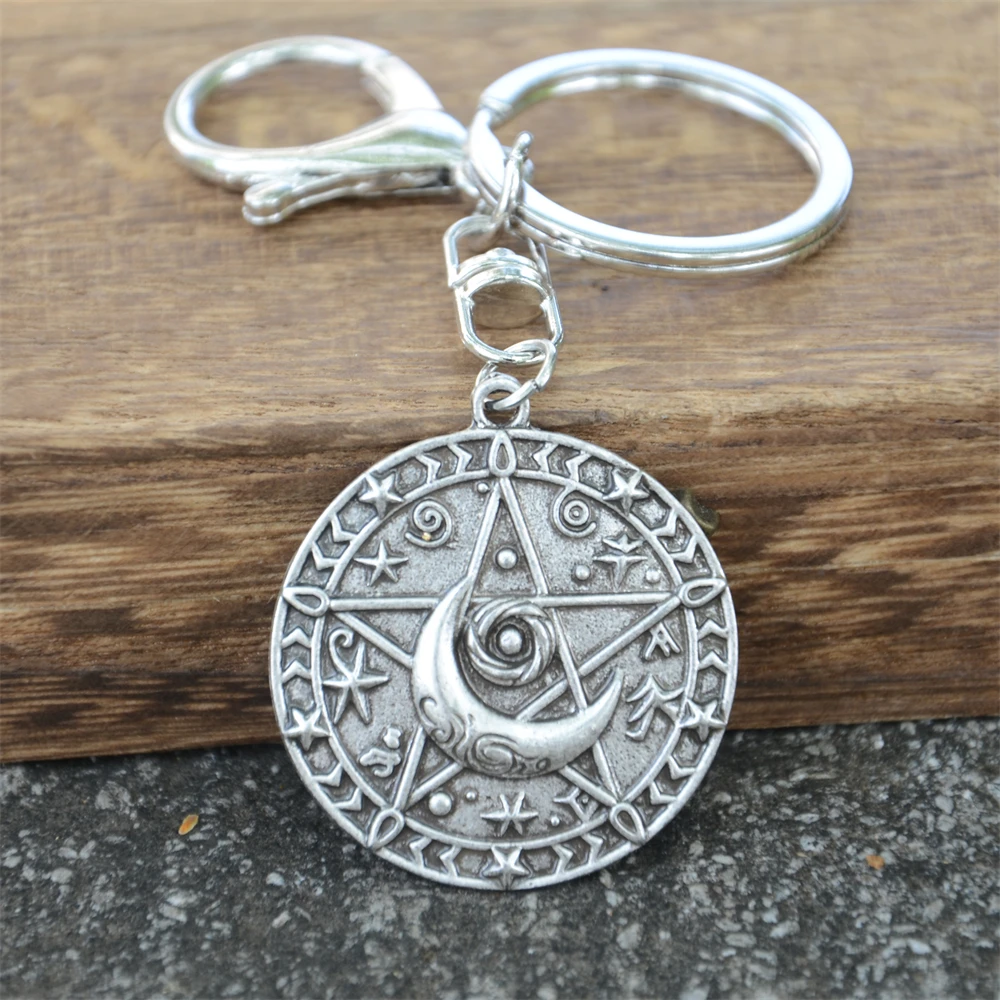 Nostalgia-Wicca-Moon-And-Pentagram-Pentacle-Keychain-Wiccan-Amulet ...