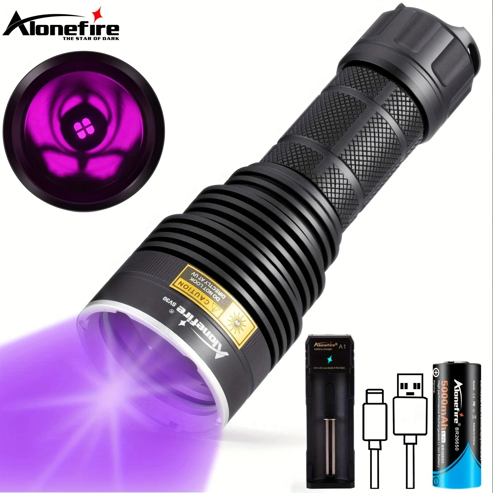 30W-365nm-High-Power-UV-Flashlight-Black-light-Cat-Dog-Urine-Stain ...
