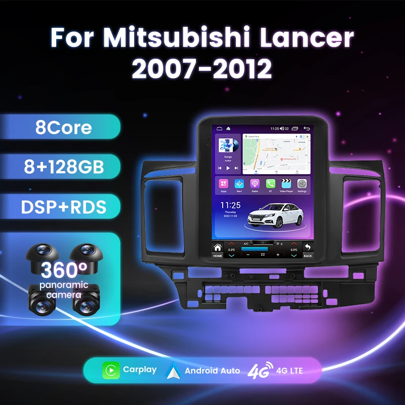 4G LTE Car Radio For Mitsubishi Lancer 2008 2016 Tesla Vertical Screen ...