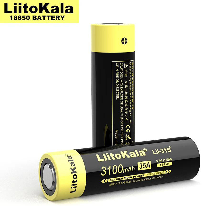 24PCS LiitoKala Lii 31S 18650 3.7V 3100mA 35A Power Lithium ion Battery ...