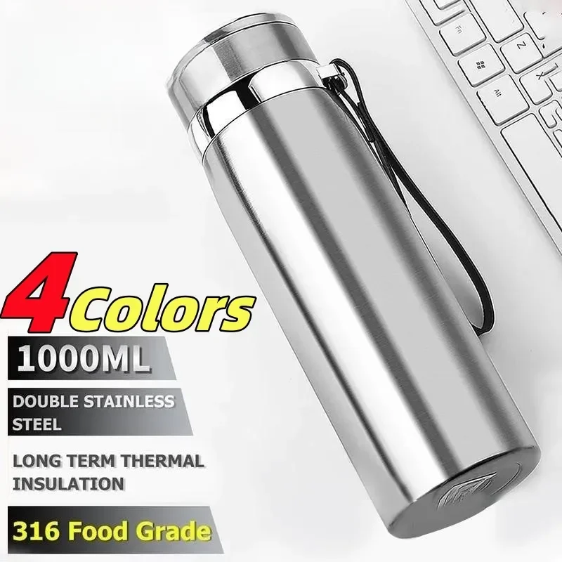 1000ml Thermal Water Bottle Thermos Vacuum Flask Double Stainless Steel ...