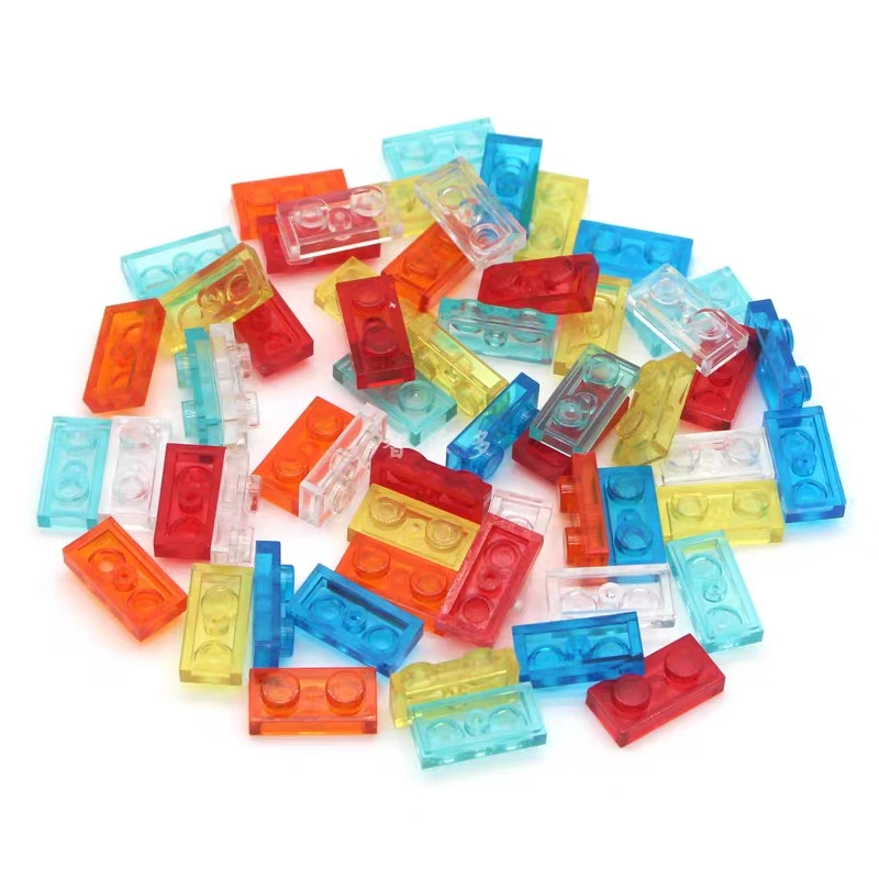Building-Block-Thin-Bricks-Transparent-Color-1x2-Dots-100pcs-DIY-Parts ...