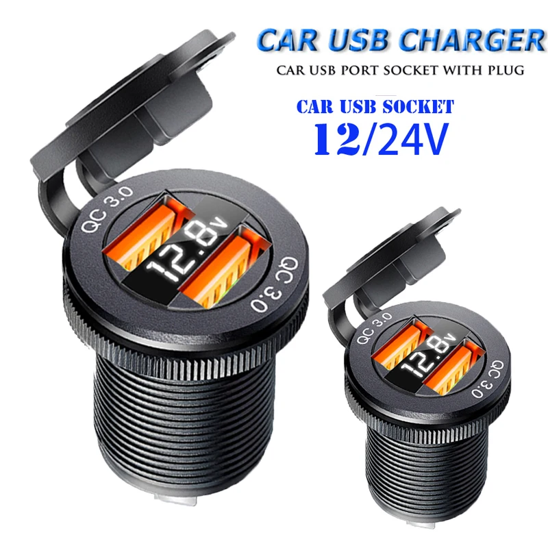 Fast-Adapter-Socket-Aluminium-Power-Outlet-with-LED-Voltmeter-12v ...