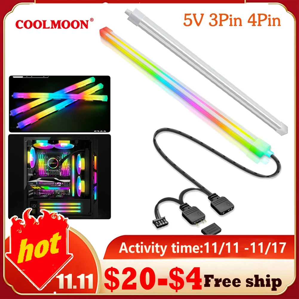 COOLMOON-30cm-Aluminum-alloy-RGB-PC-Case-LED-Strip-Magnetic-Computer ...