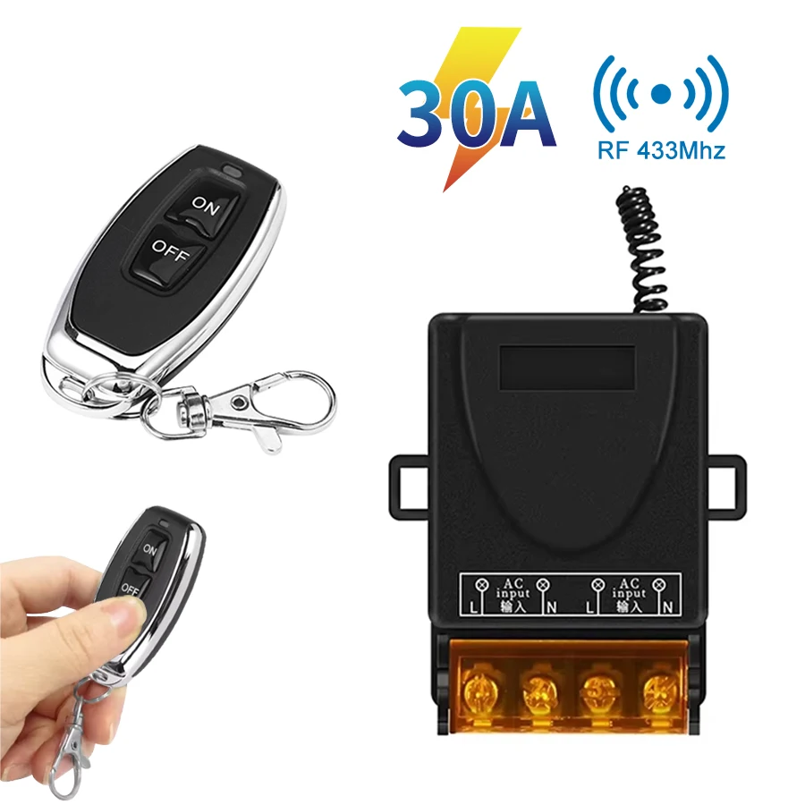 AC 75-220V 30A RF 433MHz Wireless Switch Reciver Relay Mini On Off ...