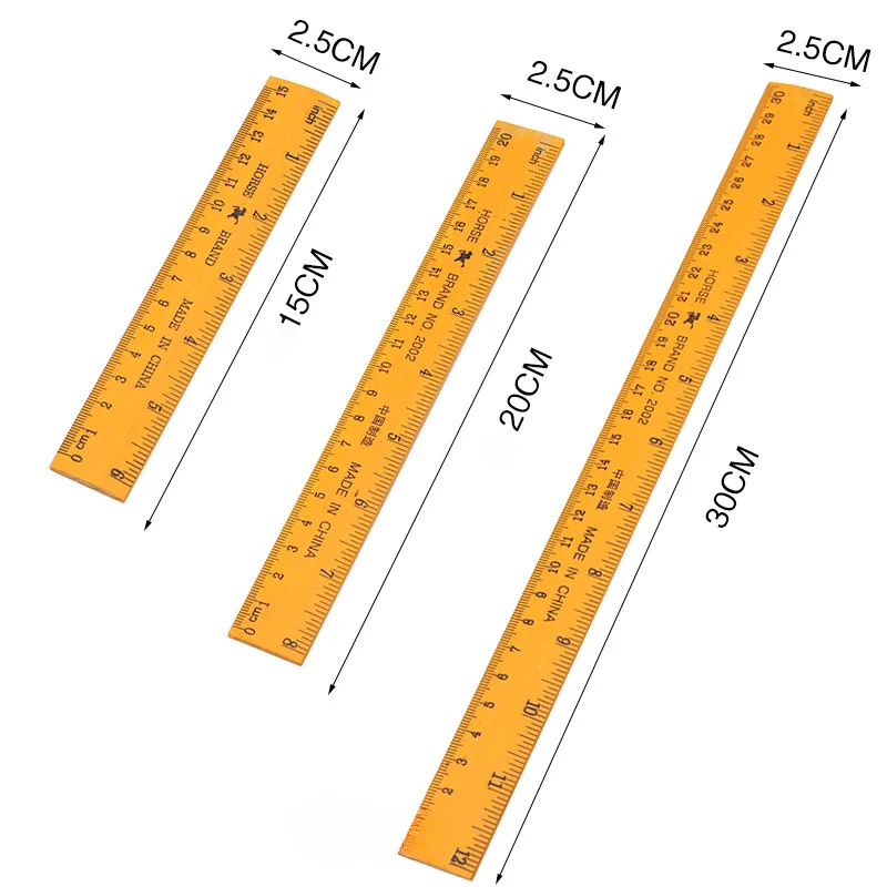 Yellow-Wooden-Ruler-Double-Side-Straight-Ruler-15-20-30cm-Precision ...
