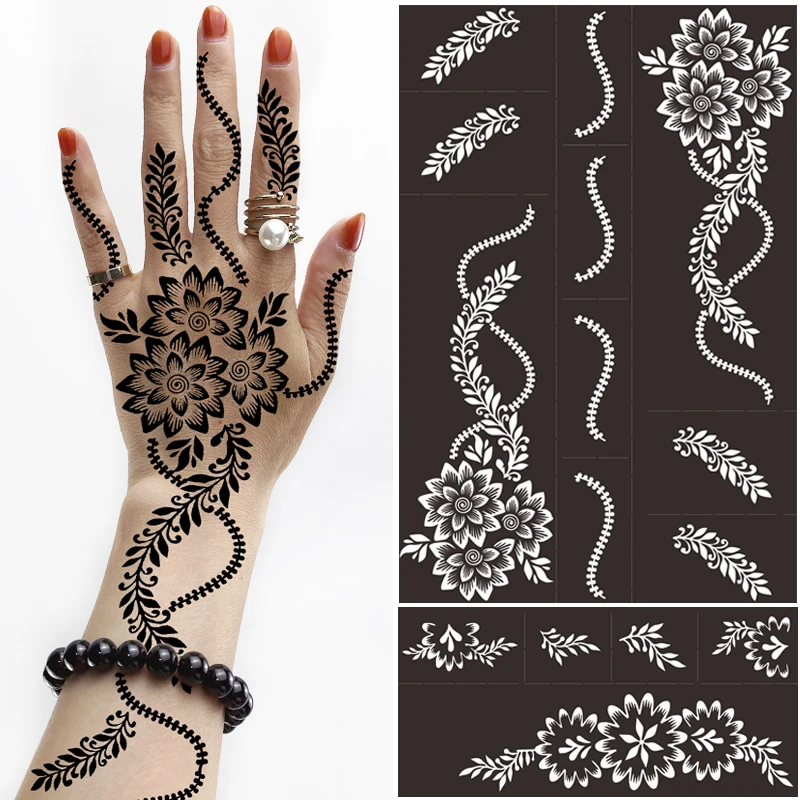 Professional-Henna-Stencil-Temporary-Hand-Tattoo-Body-Art-Sticker ...
