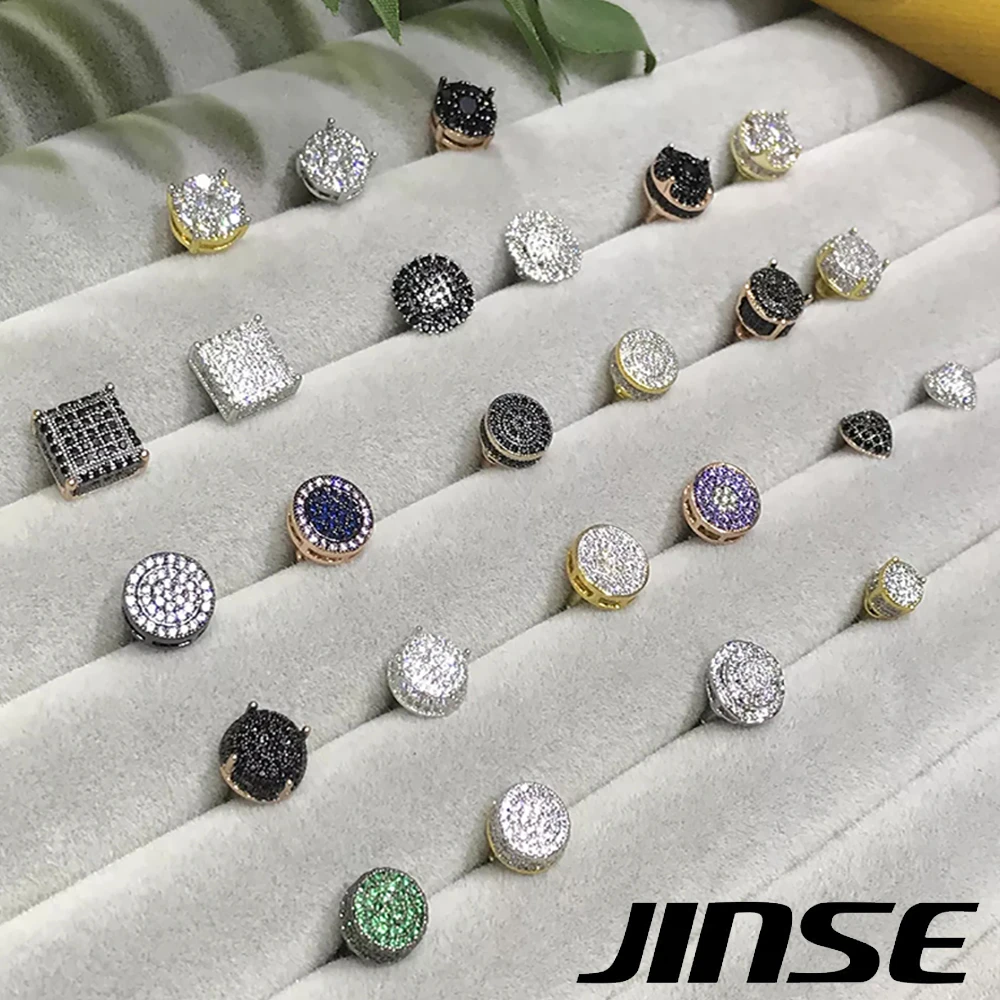 JINSE Hip Hop Stud Earrings for Women Luxury For Men Gold Color Punk ...