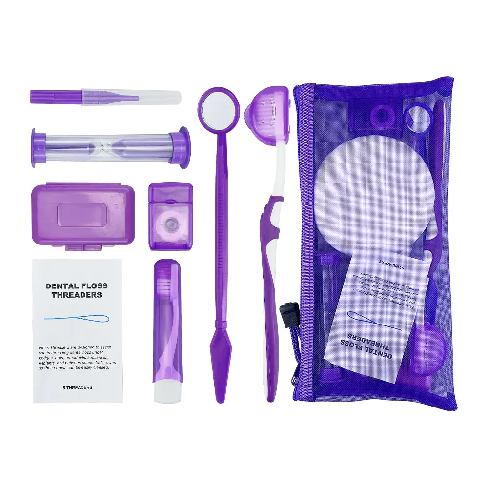 Étui orthodontique dentaire,kit de soins bucco-dentaires,brosse à dents,fil dentaire,miroir ...