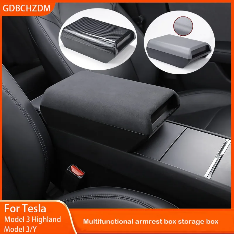 For-Tesla-Model-3-Y-2023-Accessories-Armrest-Protector-Box-Cover-Black ...