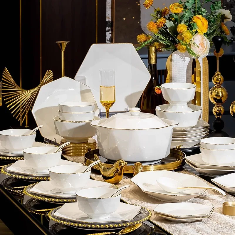 Light-Luxury-Bone-China-Tableware-Set-Jingdezhen-Ceramic-Tableware-Set ...