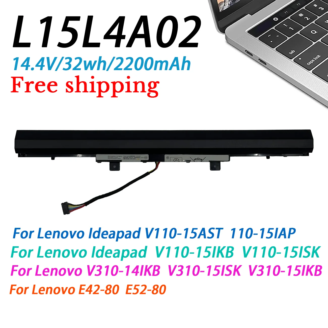 Batería L15L4A02, L15S4A02 para Lenovo Ideapad V110-15AST, V110-14AST ...