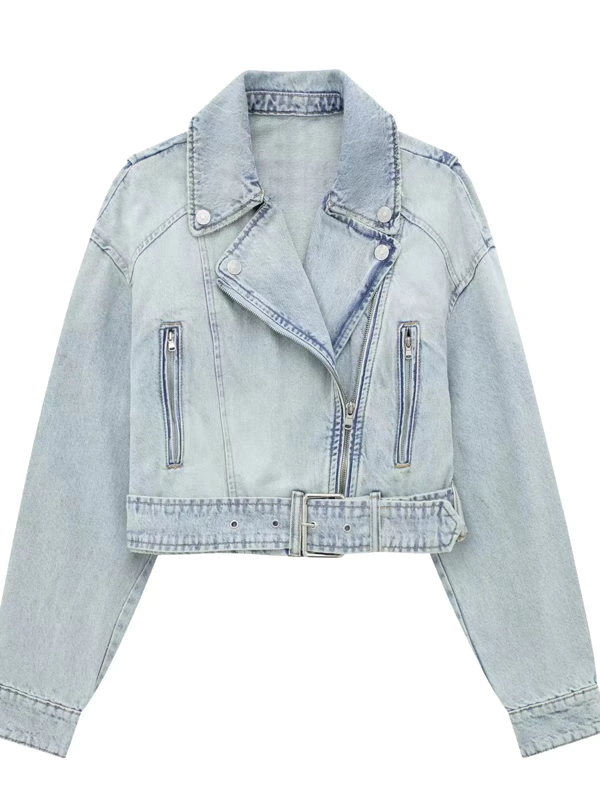 2024-Women-Autumn-Winter-Denim-Coat-Lapel-Long-Sleeve-Short-Jackets ...