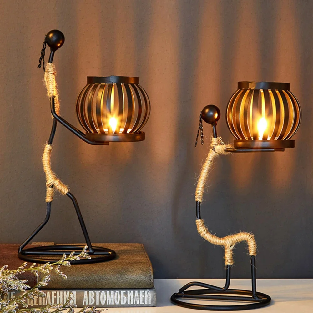 Candelabro-de-Metal-n-rdico-escultura-de-personaje-abstracto-soporte-de ...