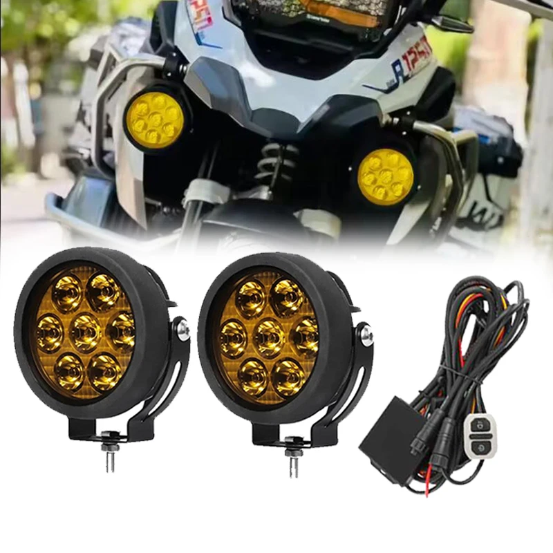 Motorcycle-External-Led-Headlight-Spotlight-Front-Fog-Light-With-Switch-Wire-Harness-For-BMW ...