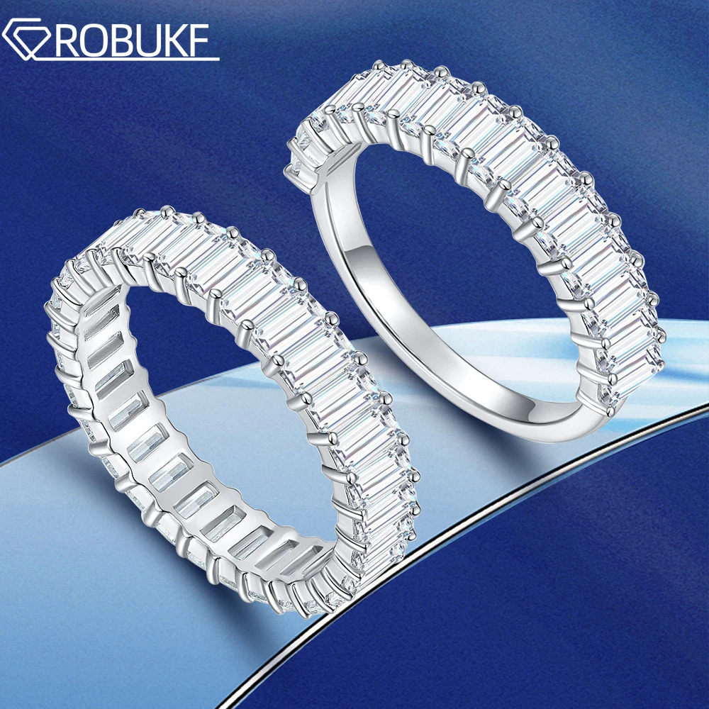 Anillos-de-Compromiso-de-moissanita-de-corte-esmeralda-rectangular-para ...