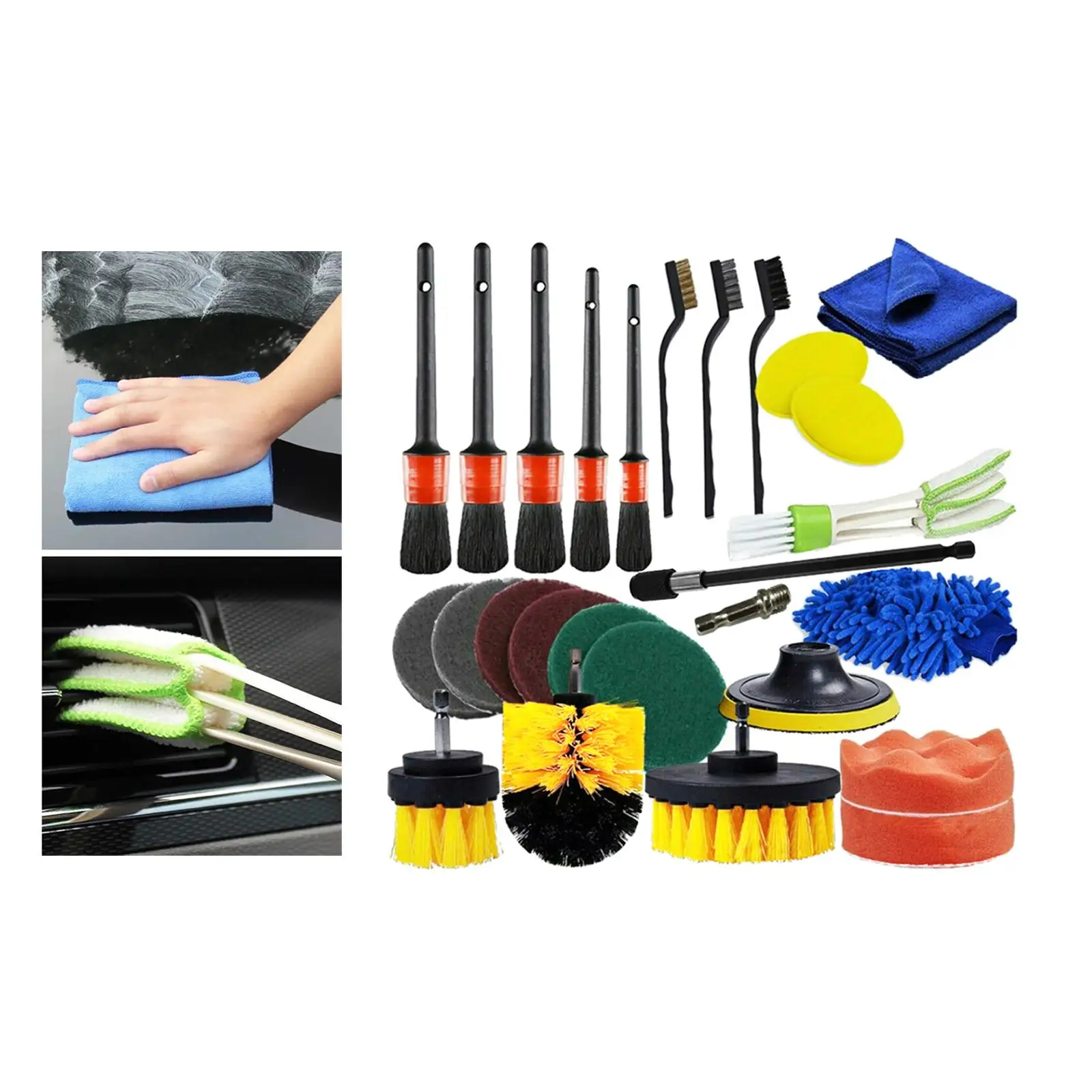 26 Pieces Car Brushes Kit Detailing Brush Set Polishing Cleaning Tool ...