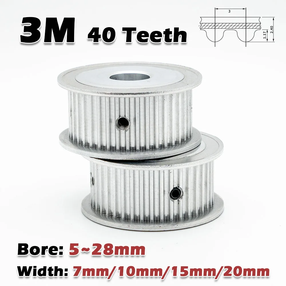 HTD 3M 40 Teeth AF Timing Belt Pulley Bore 5~28mm HTD3M 40T Width 7 ...