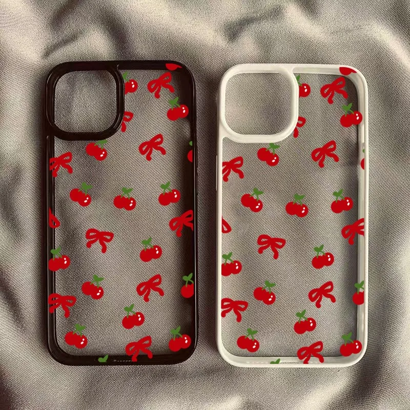 Cute Red Cherry Bows Pattern Phone Case For Samsung Galaxy A06 A16 A54 ...