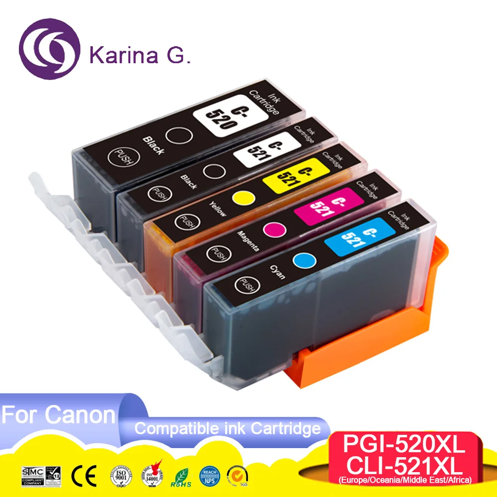 Compatible PGI-520 PGI520 CLI-521 CLI521 Color Printer Ink Cartridge ...
