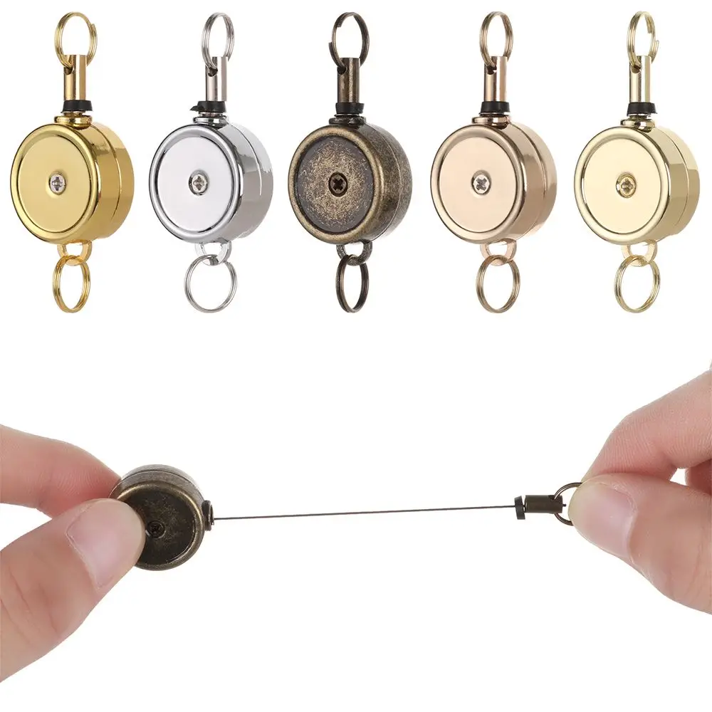 1pc Retractable ID Card Badge Reel Chrome Metal Retractable Door Pass ...