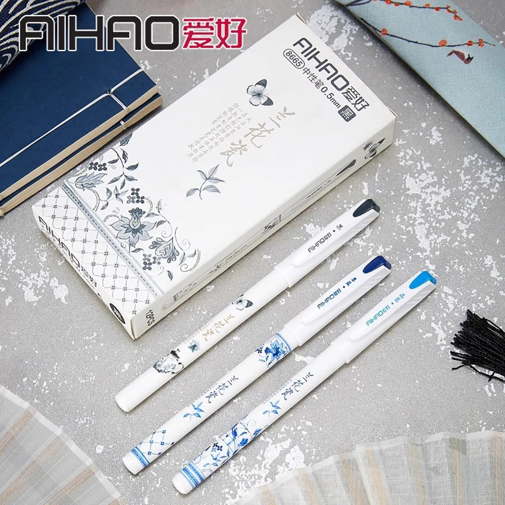 AiHao-Brand-Gel-Ink-Pen-12pcs-dozen-Chinese-Style-Roller-Tip-Pen-Office ...