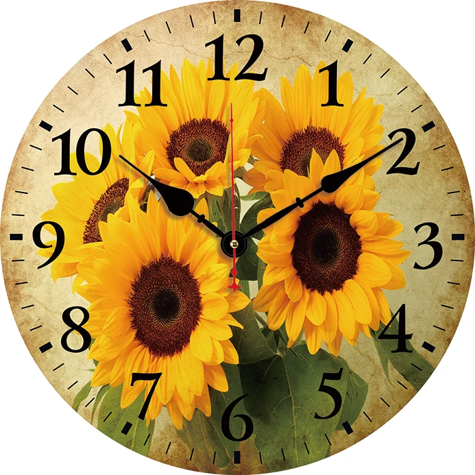 Retro-Sunflowers-Wall-Clock-Kitchen-Decor-Wall-Art-Silent-Non-Ticking ...