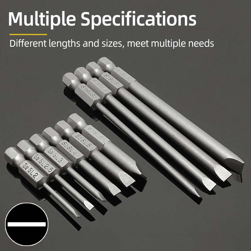 50/100mm 2.0-6.0mm Flat Head Screwdriver Bits Set Magnetic Tip Slotted ...