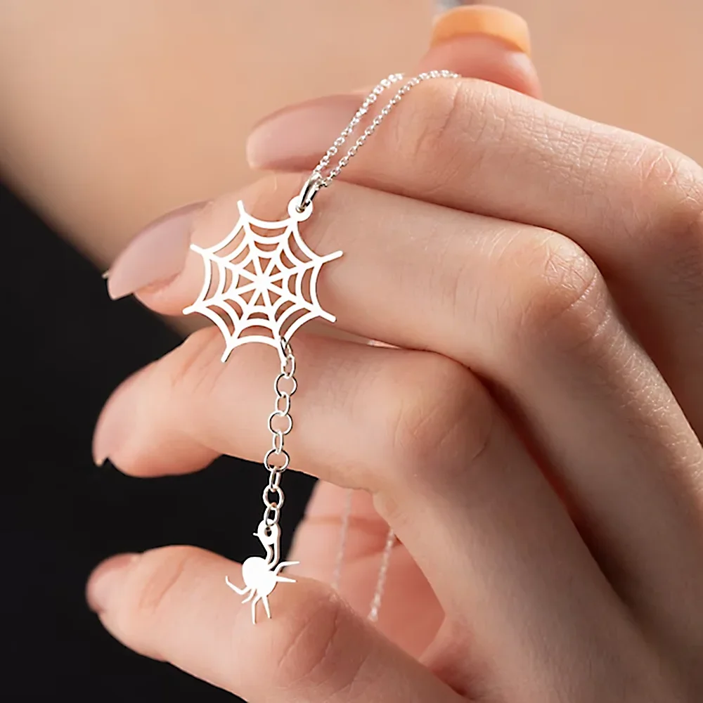 Stainless Steel High Quality Spider Spider Web Pendant Necklace For ...