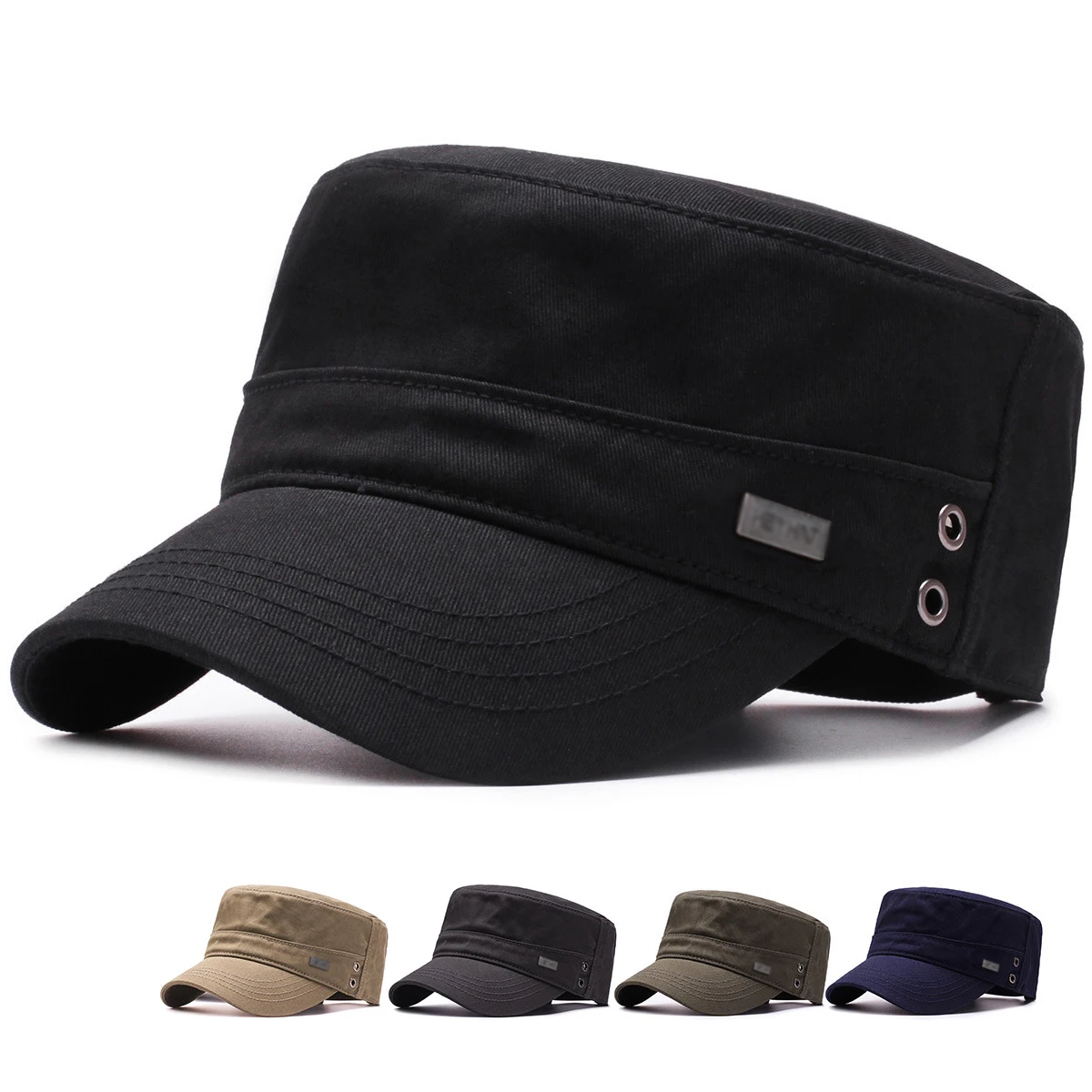 Four Seasons Flat Top Hat Men'S Simple Cotton Peaked Hat Fashion Baseball Cap Casual Cap ...
