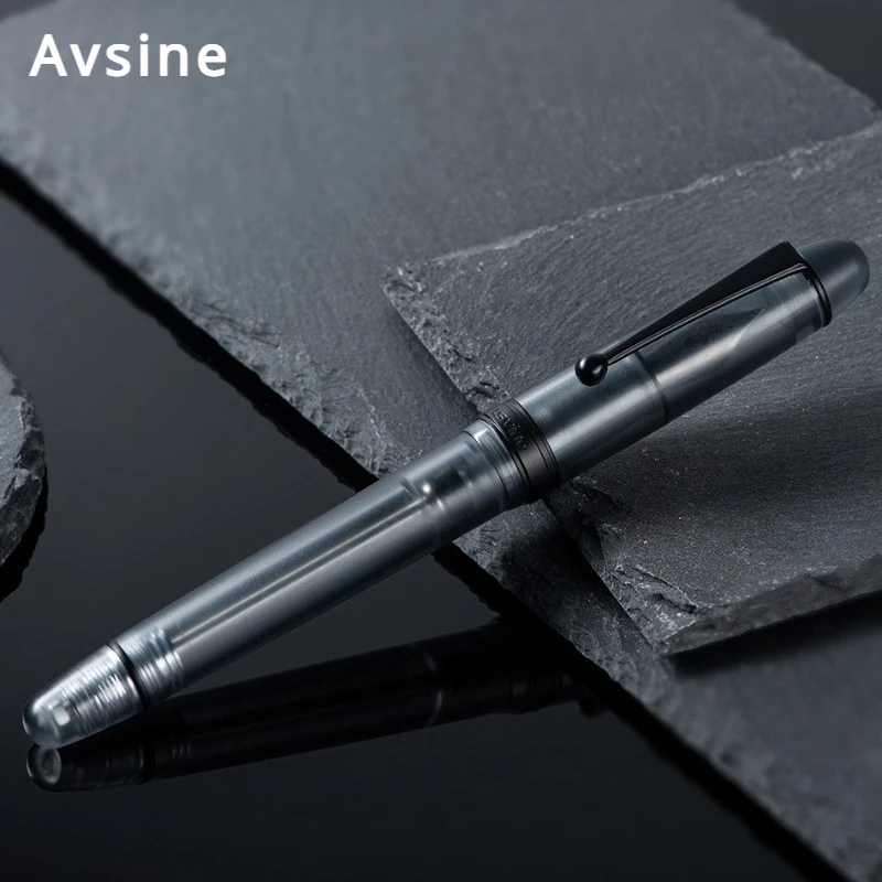 Asvine-V126-Fountain-Pen-Acrylic-Matte-Black-EF-F-M-Nib-Transparent ...
