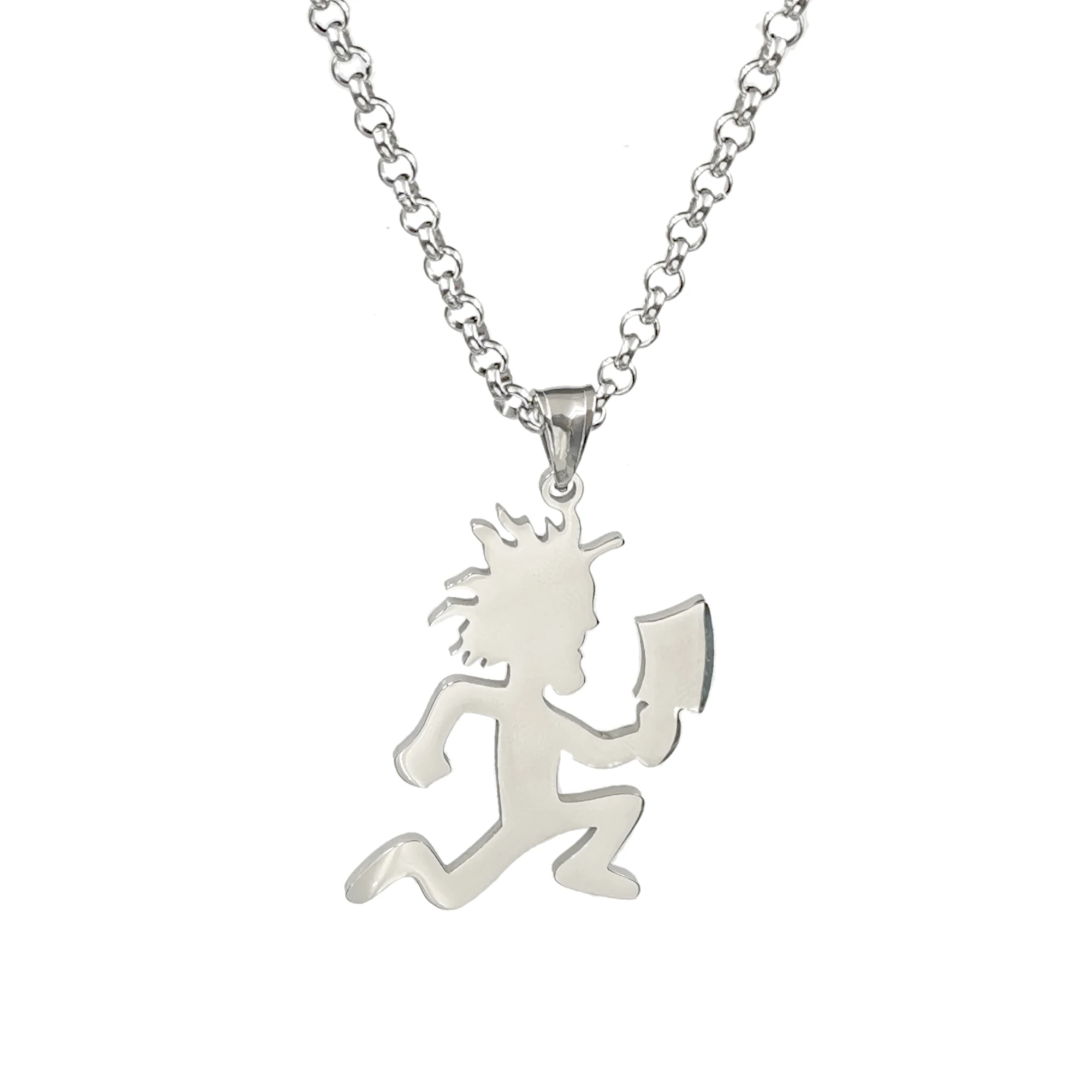 Mens-Polished-Stainless-Steel-Hatchetman-Pendant-ICP-Necklace-Rolo ...