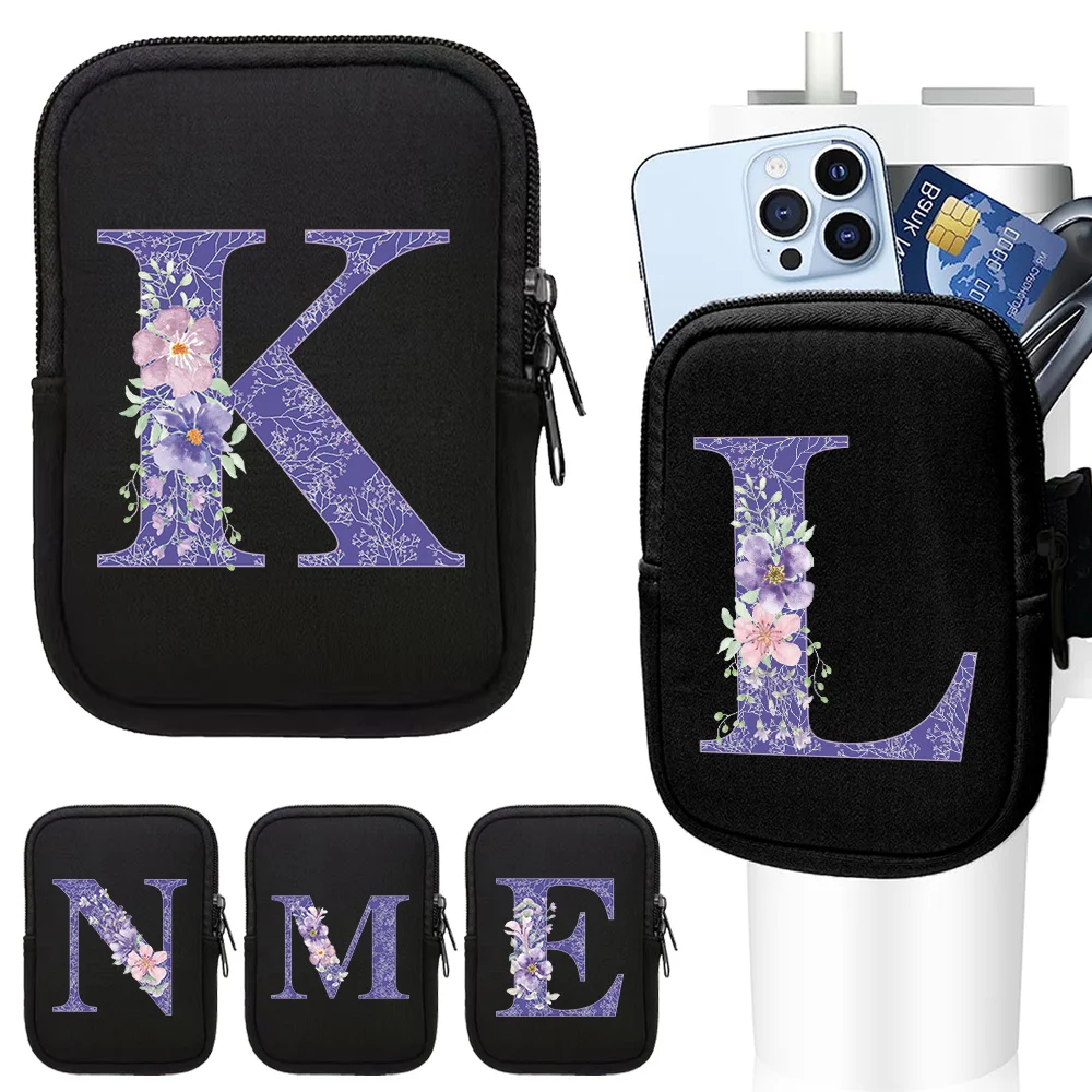 Purple Flower Pattern Water Bottle Pouch for Stanley Quencher Adventure ...