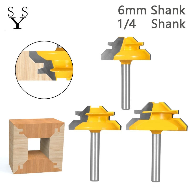 1 Pcs 1/4" 6mm shank 45 Degree Lock Miter Router Bit Tenon Milling ...