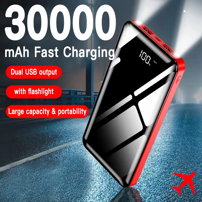 Fast-Charging-Power-Bank-Portable-30000mAh-Charger-2USB-Digital-Display ...